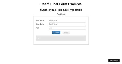 Final Formreact Final Form Codesandbox