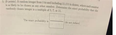 Solved Points A Random Integer From To And Chegg