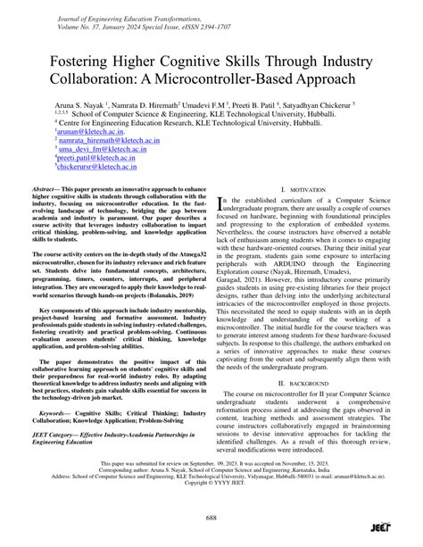 Pdf Fostering Higher Cognitive Skills Through Industry Collaboration