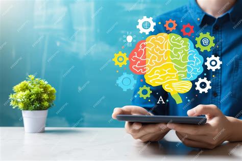 Ai Brain Illustration On Tablet Advanced Neural Networks And Artificial