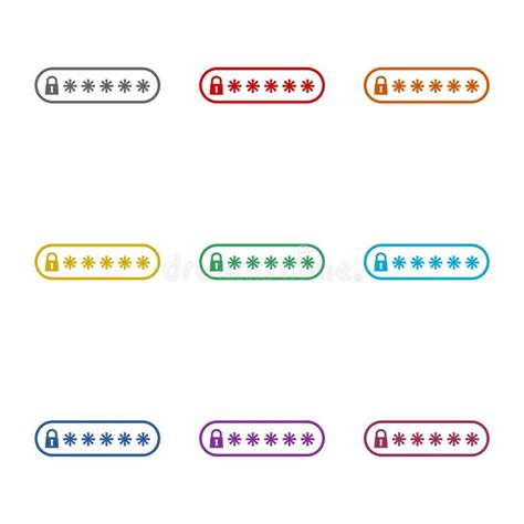 白色背景中突显的密码保护图标 设置彩色图标 向量例证 插画 包括有 徽标 信息 表单 日志 闭合 371969503