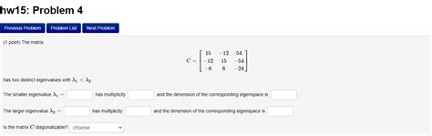 Solved Hw15 Problem 4 Previous Problem Problem List Next