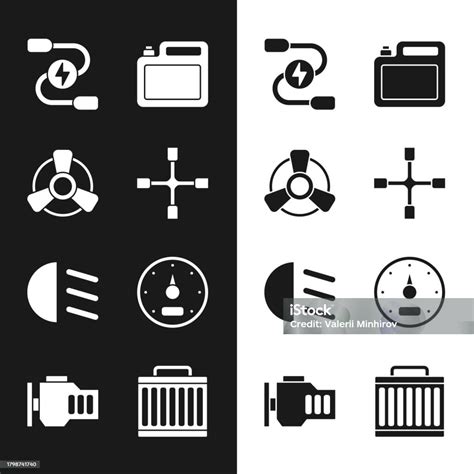 휠 렌치 자동차 모터 환풍기 배터리 점퍼 전원 케이블 오일 캐니스터 상향등 속도계 라디에이터 냉각 시스템 및 엔진 확인 아이콘을