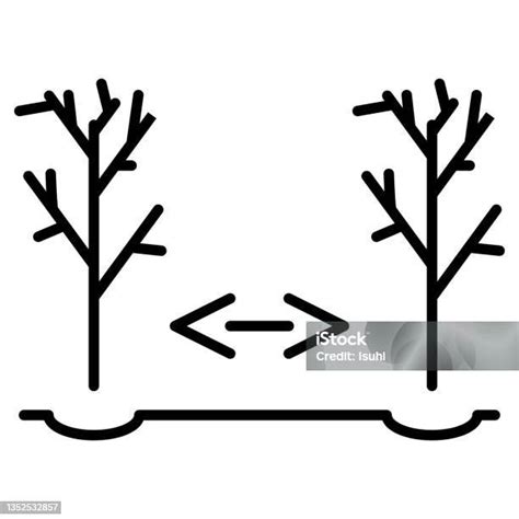 정원이나 공원에서 심을 때 나무 사이의 거리 벡터 아이콘 윤곽선 격리 거리가 먼에 대한 스톡 벡터 아트 및 기타 이미지 거리가 먼 공원 규칙 Istock