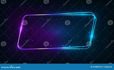 Parallelogram Frame With Colorful Multi Layered Outline And Glowing Light Effect On A Blue