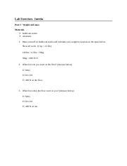 Inertia Lab Physcis Docx Lab Exercises Inertia Part 1 Weight And Mass Materials Bathroom