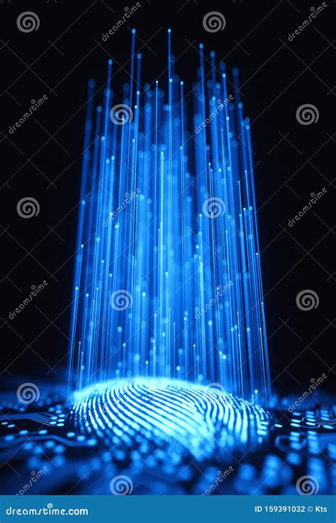 Fingerprint Binary Microchip Security Access Stock Illustration