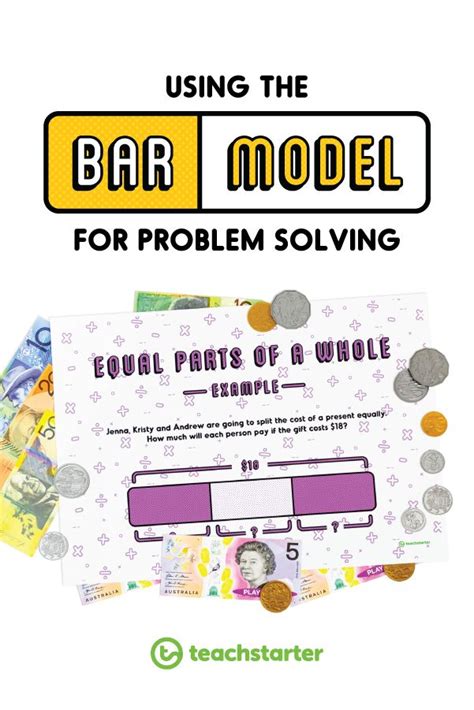 The Bar Model For Problem Solver Is Shown With Coins And Money On Top Of It