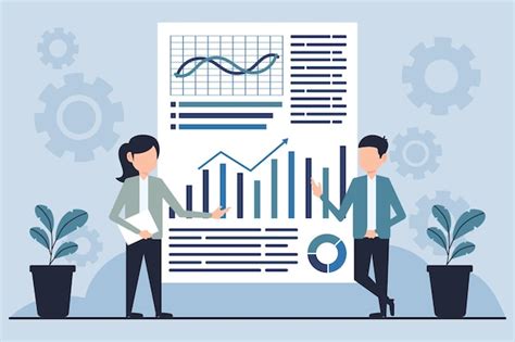 Premium Vector Businessman With Magnifying Glass Looking At Data Analysis Vector Illustration