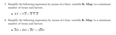 Solved 7 Simplify The Following Expression By Means Of A