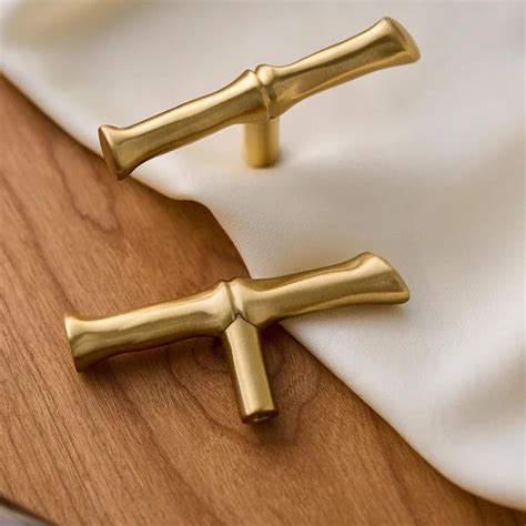 Gold Drawer Pull Solid Brass Cabinet Hardware Bamboo Cabinet Handles