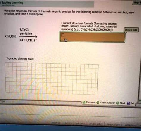 Solved Sapling Learning Write The Structural Formula Of The Main Organic Product For The