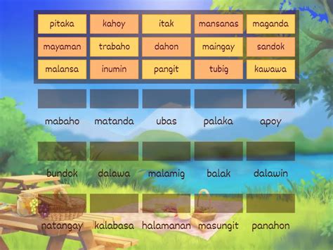 Tukuyin Ang Salitang Katugma Ng Salitang Naibigay Une Las Parejas