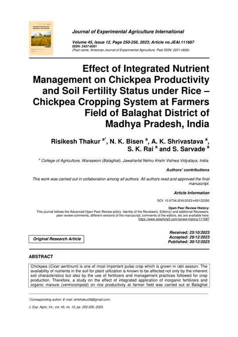 (PDF) Effect of Integrated Nutrient Management on Chickpea Productivity and Soil Fertility ...