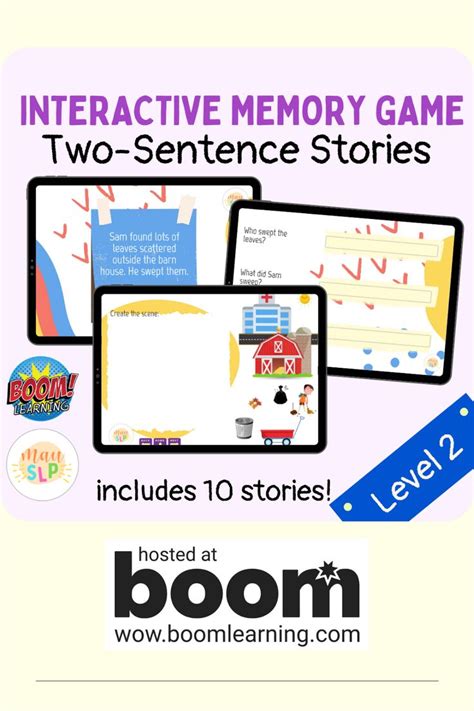 Interactive Memory Game Two Sentence Stories For Speech Therapy Boom Cards