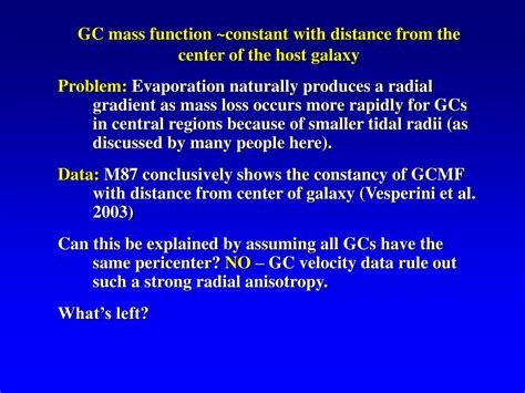 Ppt Dynamical Evolution And The Mass Function Of Globular Cluster