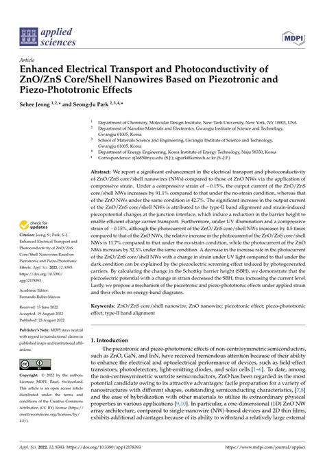 Pdf Enhanced Electrical Transport And Photoconductivity Of Znozns Coreshell Nanowires Based