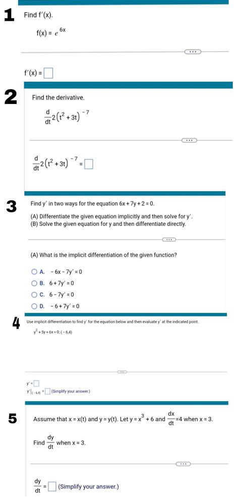 Solved Find F X F X E6x F X Find The Derivative Chegg Com