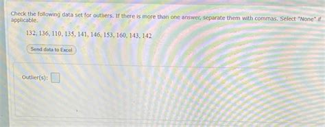 solved check the following data set for outliers if there