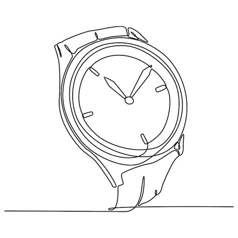 손목 시계 벡터 일러스트 레이 션의 연속 선 그리기 프리미엄 벡터