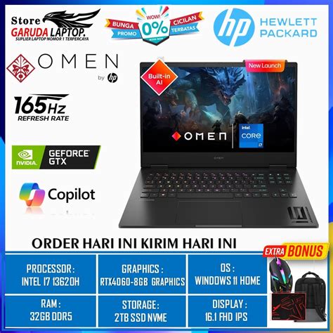Jual LAPTOP GAMING HP OMEN 16 INTEL I7 13620H 32GB DDR5 2TB SSD RTX4060 8GB 16 1 FHD IPS 165HZ