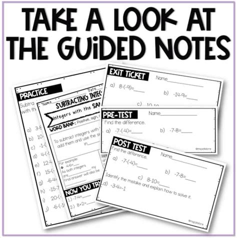 Subtracting Integers Guided Notes And Foldable By Ms Pat Store Tpt