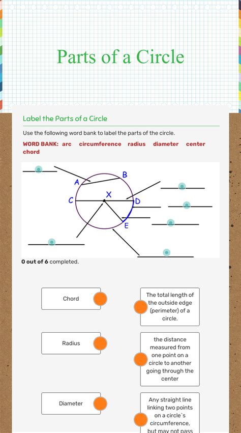 name the circle part worksheets answers