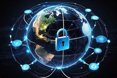 Premium Photo Secure Network Connection Technology Globe And Lock