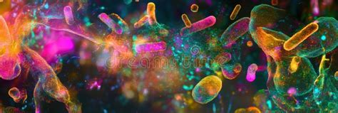 Abstract Illustration Of Antibiotics Interacting With Bacteria Under A