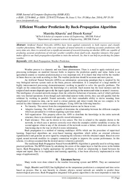 pdf efficient weather prediction by back propagation algorithm