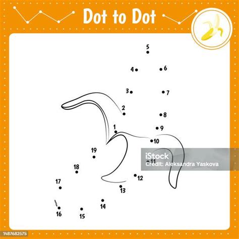 미취학 아동을위한 교육 게임 벡터 일러스트레이션 점을 연결합니다 점까지 점 바나나 0명에 대한 스톡 벡터 아트 및 기타 이미지