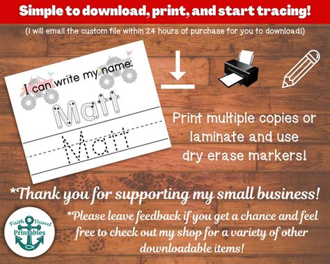Custom Name Tracing Sheet Handwriting Practice Personalized Etsy
