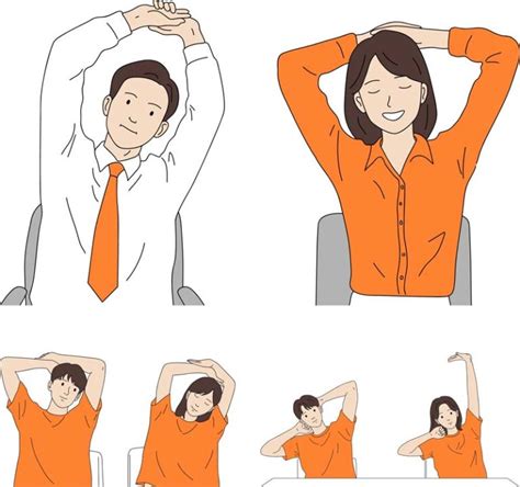 기지개 일러스트 직장인 학생 모습 둘 다 Imillu 아이엠일러