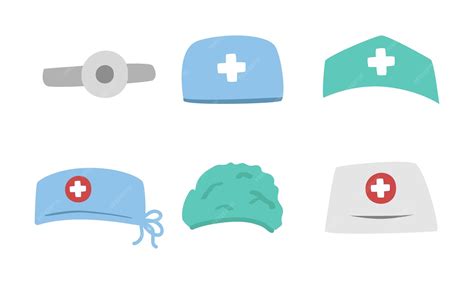 Premium Vector Set Of Medical Hats Clipart Cartoon Style Doctor Hat
