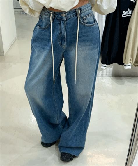 [가을데님 인생데님 하비강추 ] 스트링 블루 와이드 데님 팬츠 에이블리
