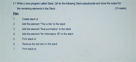 41 Write A Java Program Called Stackq4 For The