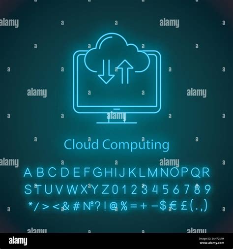 Cloud Computing Neon Light Icon Internet Data Storage File Sharing Service Cloud Web Storage