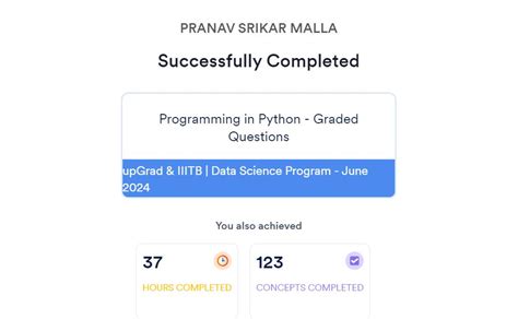 pranav srikar malla on linkedin i had completed programming in python