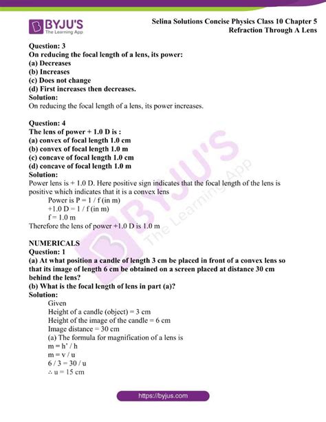 Selina Solutions Concise Physics Class 10 Chapter 5 Refraction Through A Lens Get Free PDF