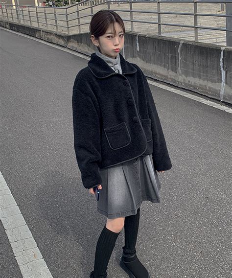 몽글 양털 카라 자켓 3color 에이블리