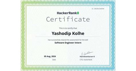 Yashodip Kolhe On Linkedin Hackerrank Skill Certificate