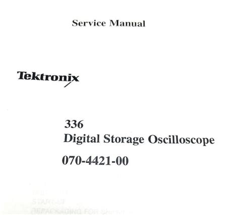 Tektronix 336 Digital Storage Oscilloscope Service Manual Surplus Select