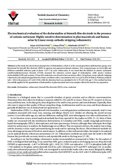 Pdf Electrochemical Evaluation Of The Desloratadine At Bismuth Film