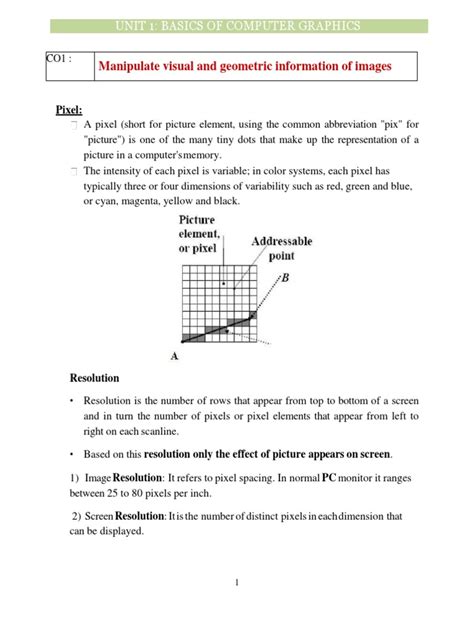 unit 1 basics of computer graphics final pdf liquid crystal display virtual reality