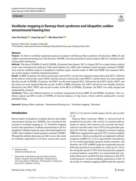 Vestibular Mapping In Ramsay Hunt Syndrome And Idiopathic Sudden Sensorineural Hearing Loss
