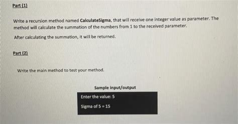Solved Part 1 Write A Recursion Method Named
