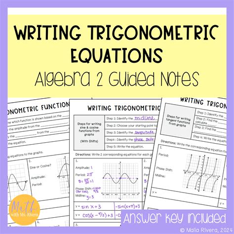 writing trig equations from graphs guided notes for algebra 2