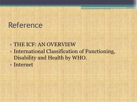 International Classification Of Functioning Disability And Health Pptx