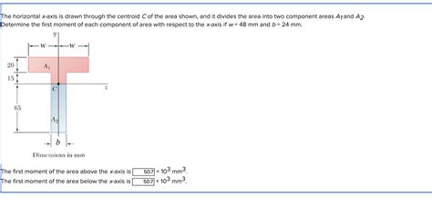 solved the horizontal x axis is drawn through the centroid c