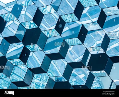 Blue Hexagonal Futuristic Glass Structure Background Texture Stock
